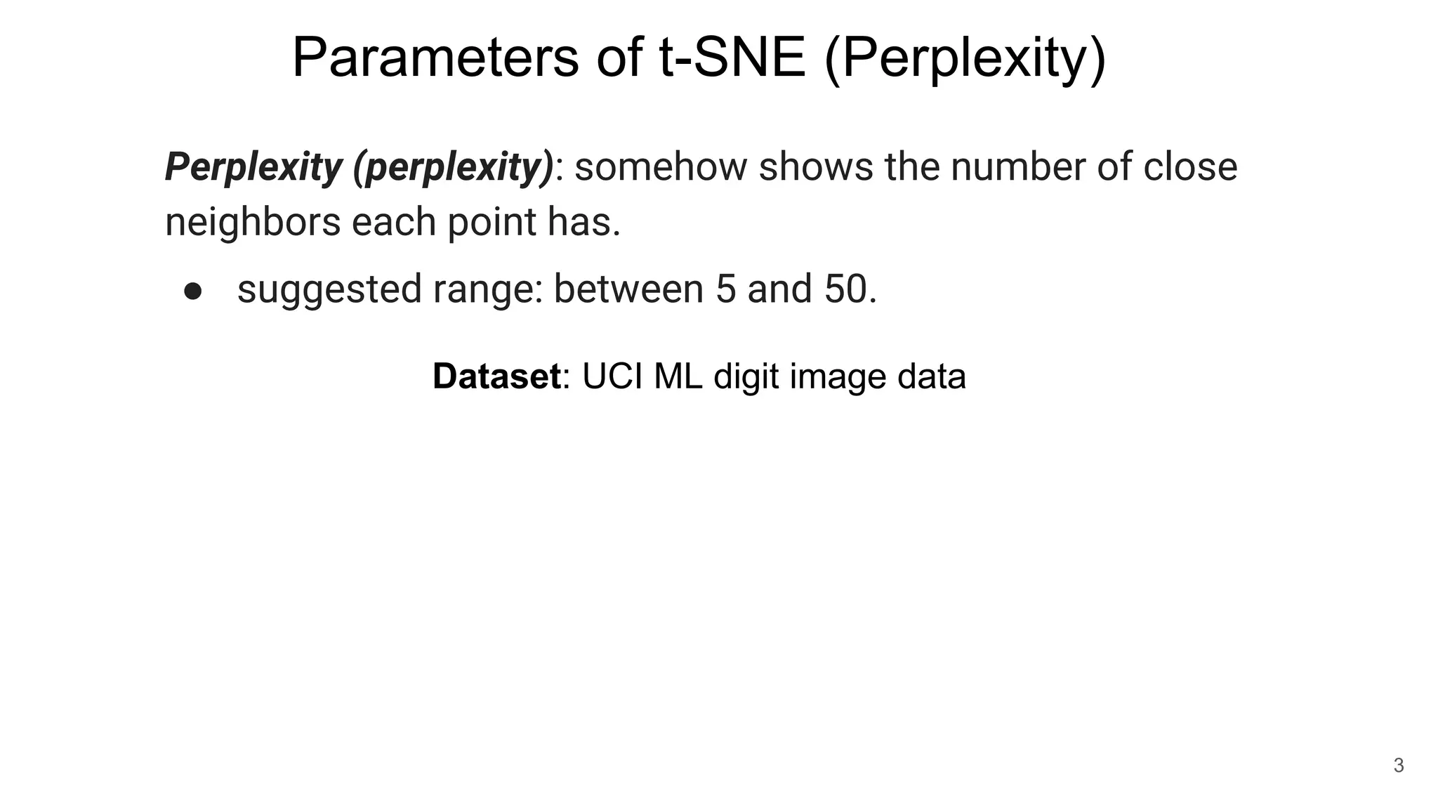 Parameters of t SNE | PPTX