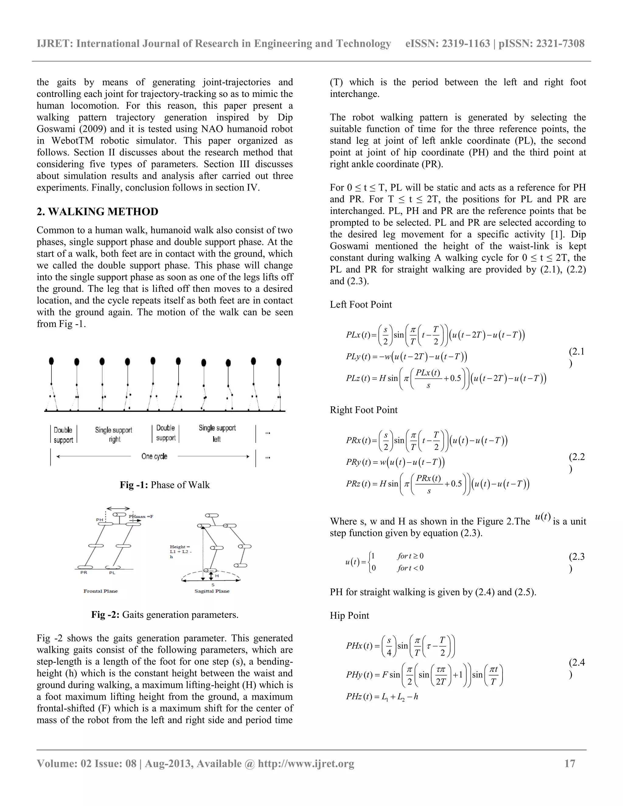 Parameter study of stable walking gaits for nao humanoid robot | PDF