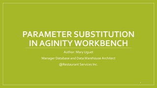 Parameter substitution in Aginity Workbench | PPT