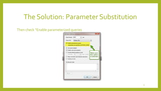 Parameter substitution in Aginity Workbench | PPT
