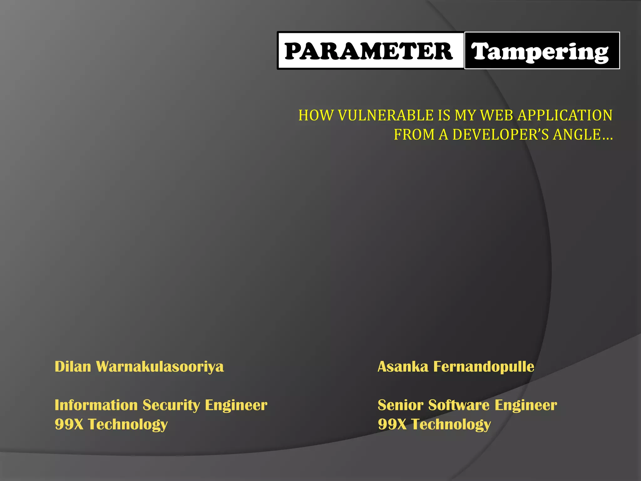 Parameter tampering | PPTX