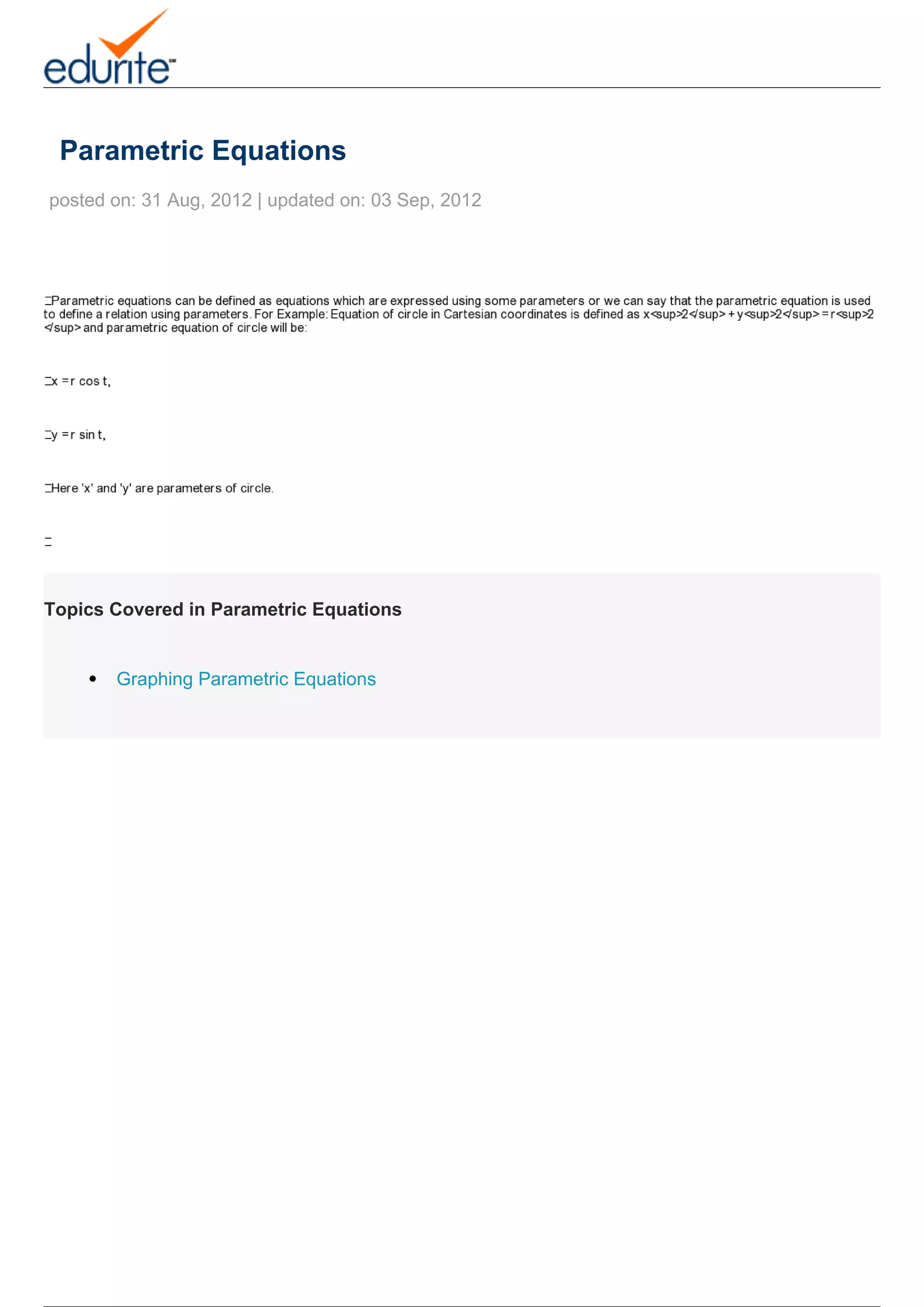 Parametric Equations | PDF