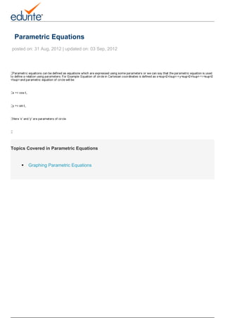 Parametric Equations | PDF | Science