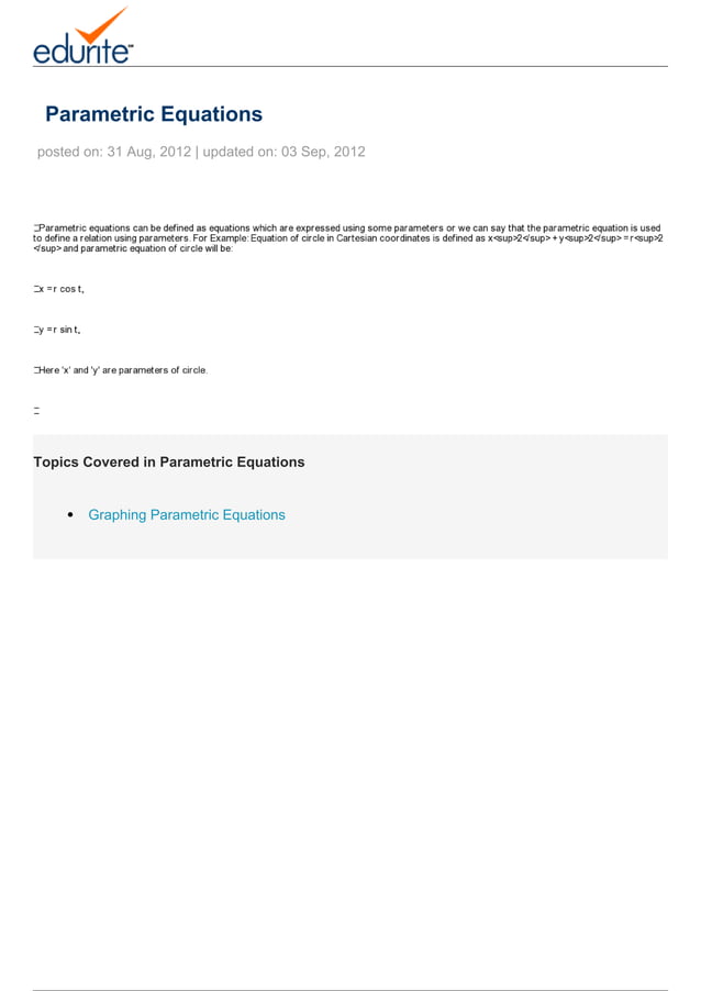 Parametric Equations | PDF | Science
