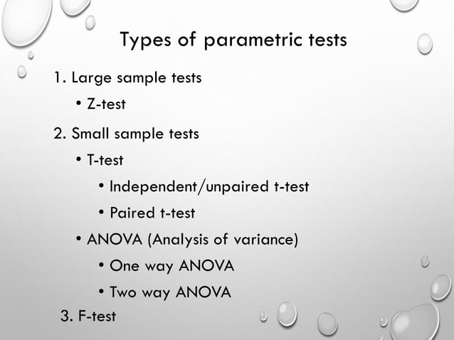 Parametric and non parametric test in biostatistics