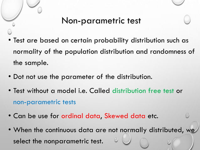 Parametric And Non Parametric Test In Biostatistics