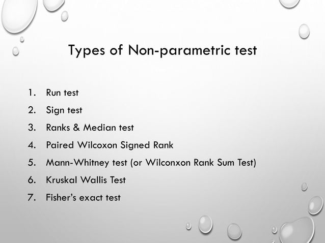 Parametric and non parametric test in biostatistics