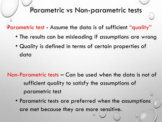 Parametric and non parametric test in biostatistics | PPT