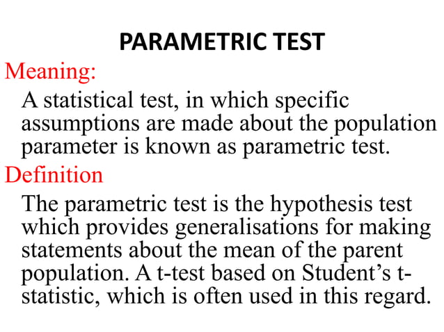 Parametric and nonparametric test | PPTX
