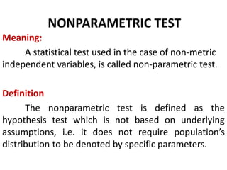 Parametric and nonparametric test | PPTX