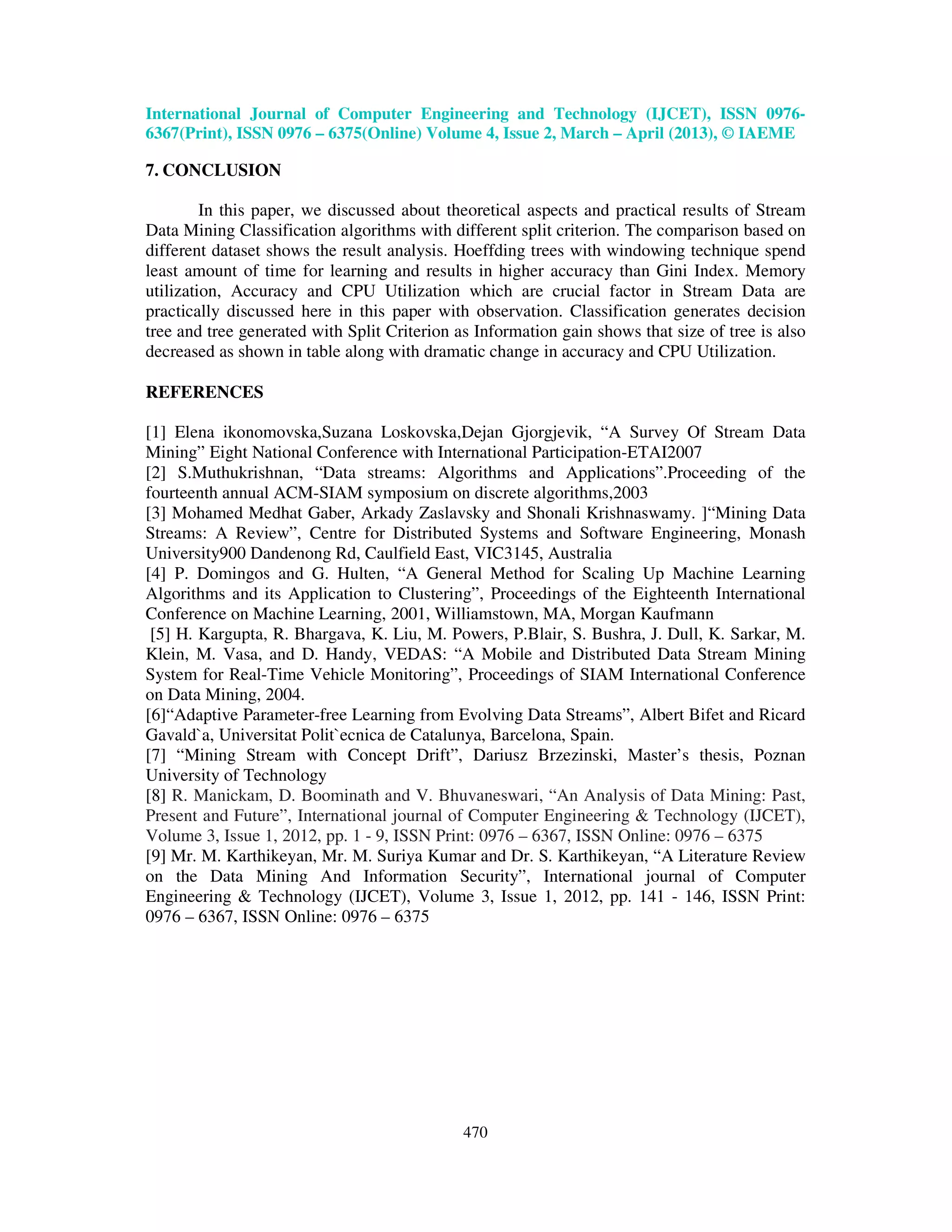 Parametric Comparison Based On Split Criterion On Classification