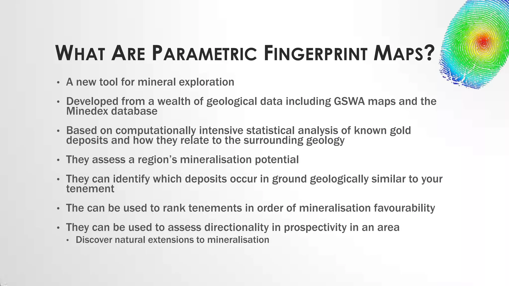 Parametric fingerprint based gold exploration tenement assessment | PPT