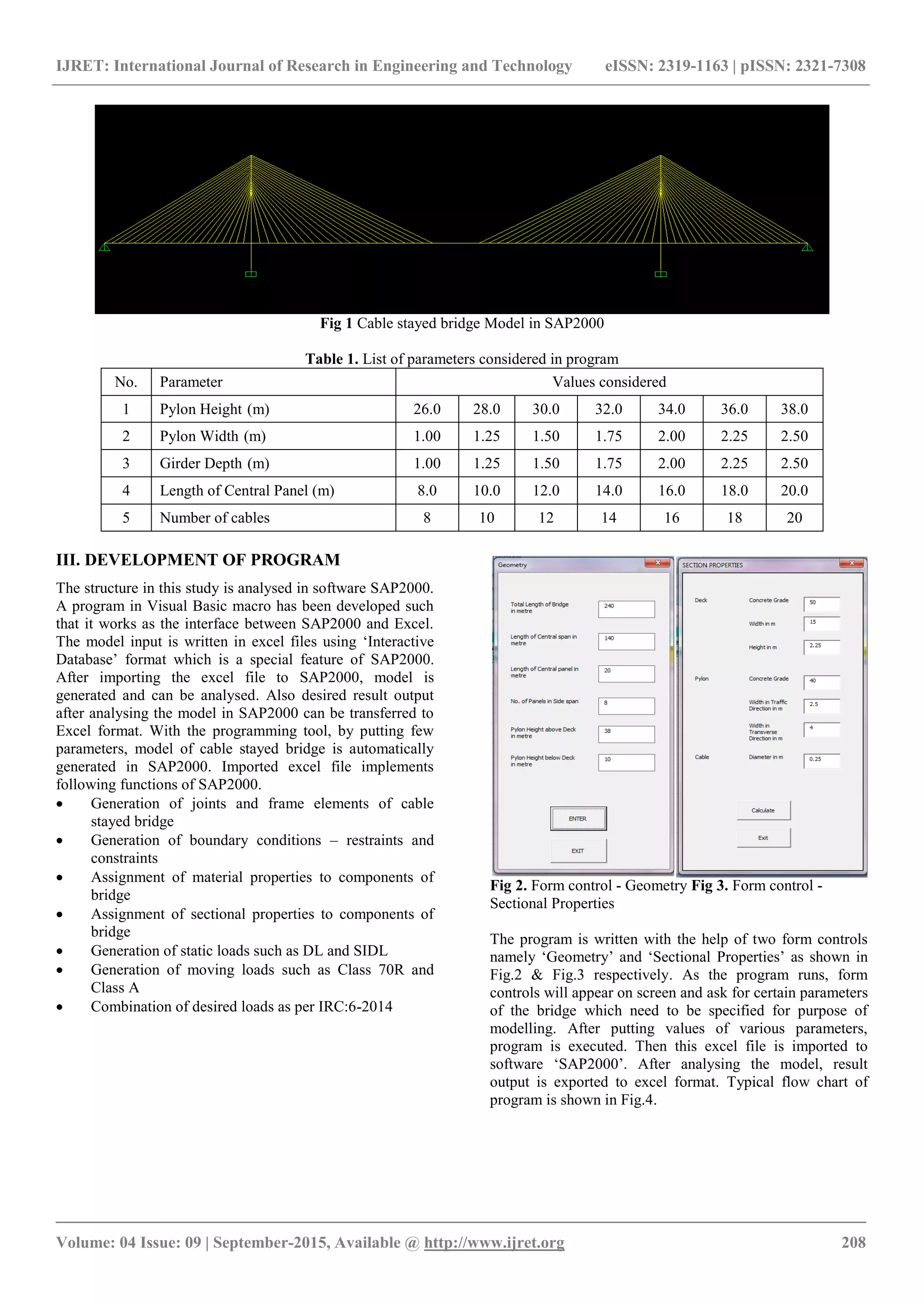 Parametric Investigation Of Cable Stayed Bridge Using Macro Based