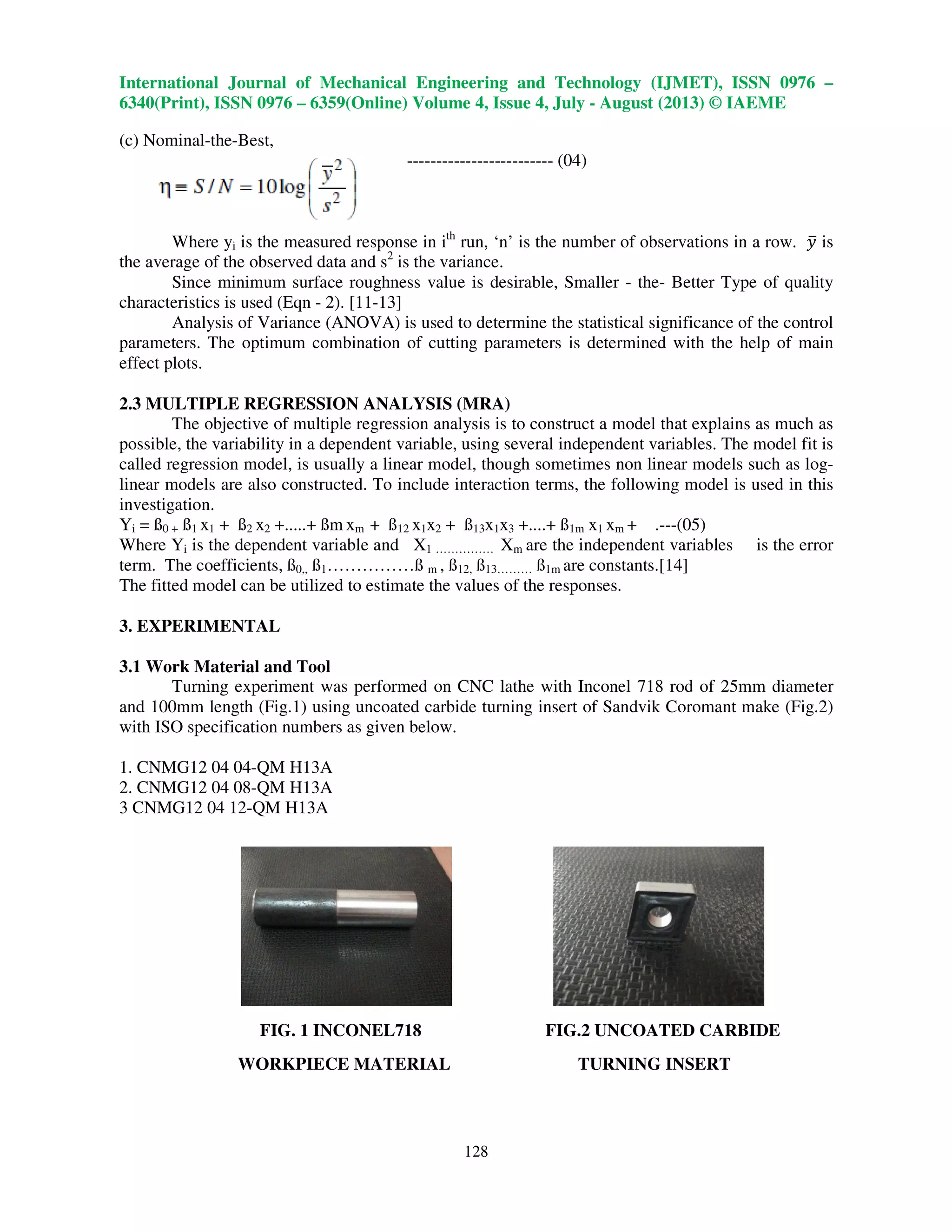 Parametric Optimization Of Surface Roughness In Turning Inconel718