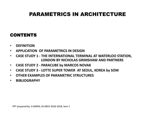 Parametrics In Architecture Pptx Physics Science