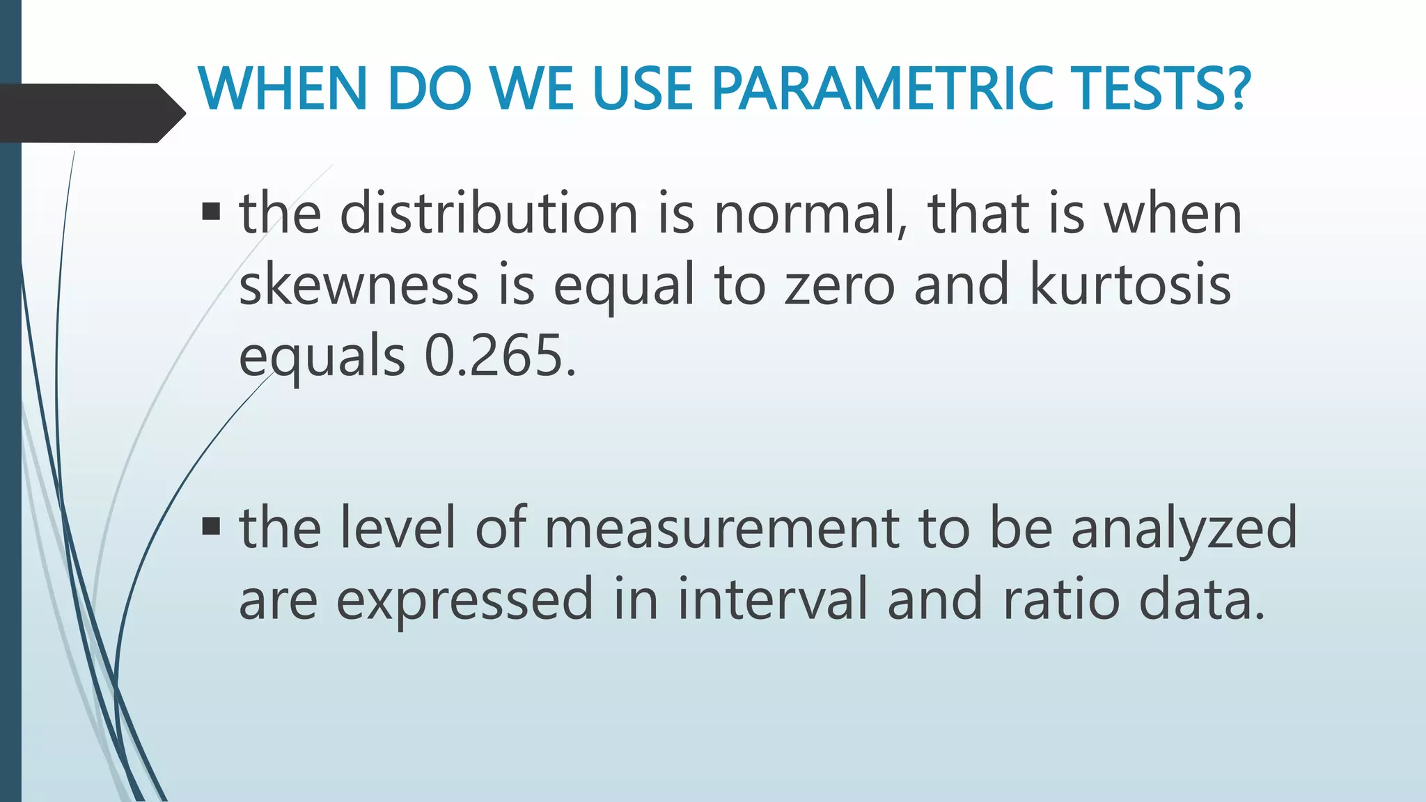 PARAMETRIC STATISTICS .pptx | Educational Assessment | Education