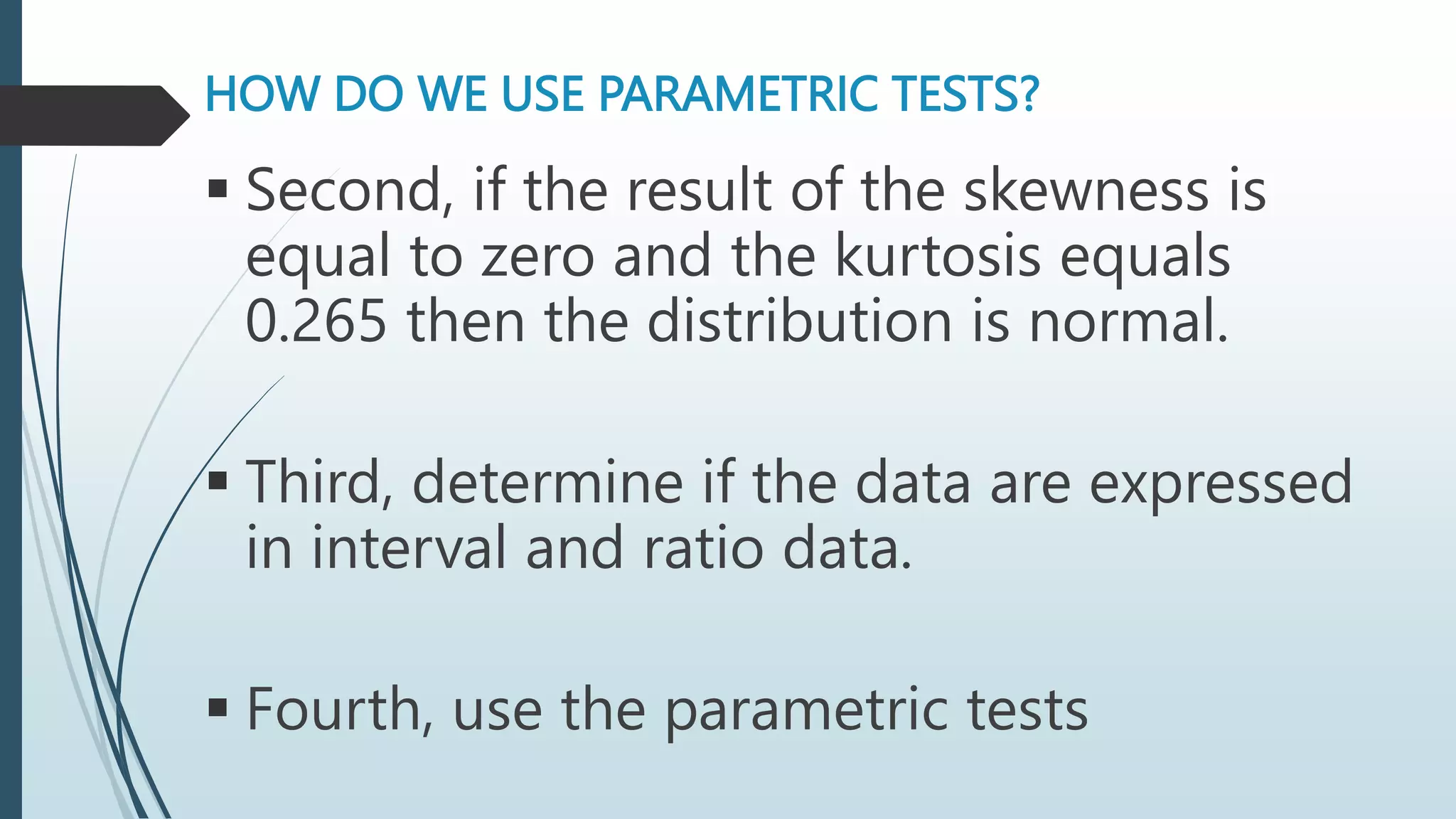 PARAMETRIC STATISTICS .pptx | Educational Assessment | Education