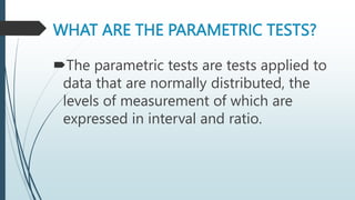 PARAMETRIC STATISTICS .pptx | Educational Assessment | Education