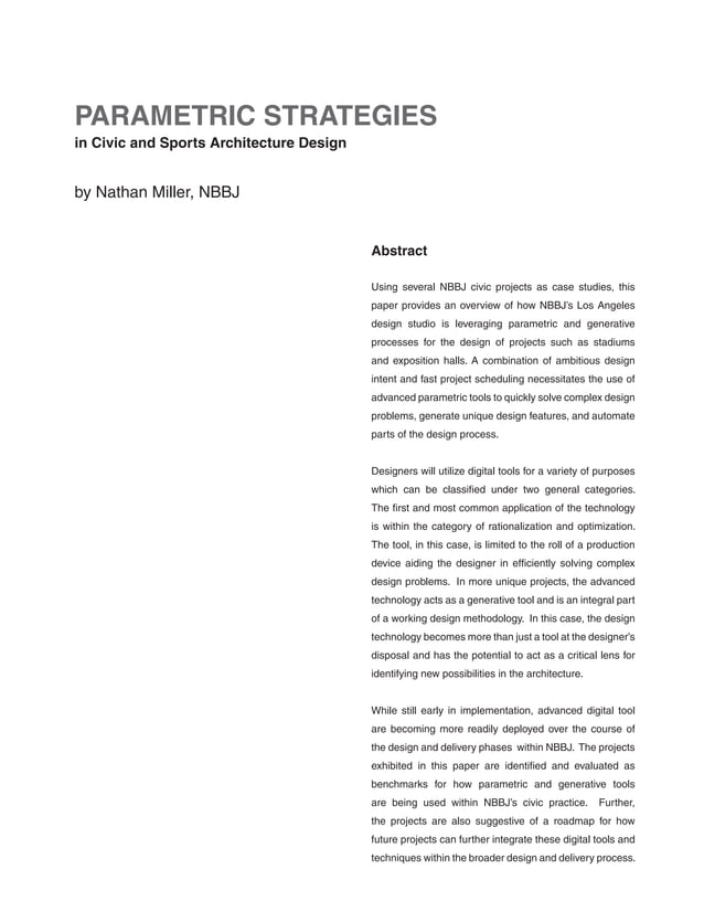 Parametric Strategies Civic And Sports Architecture Design Pdf