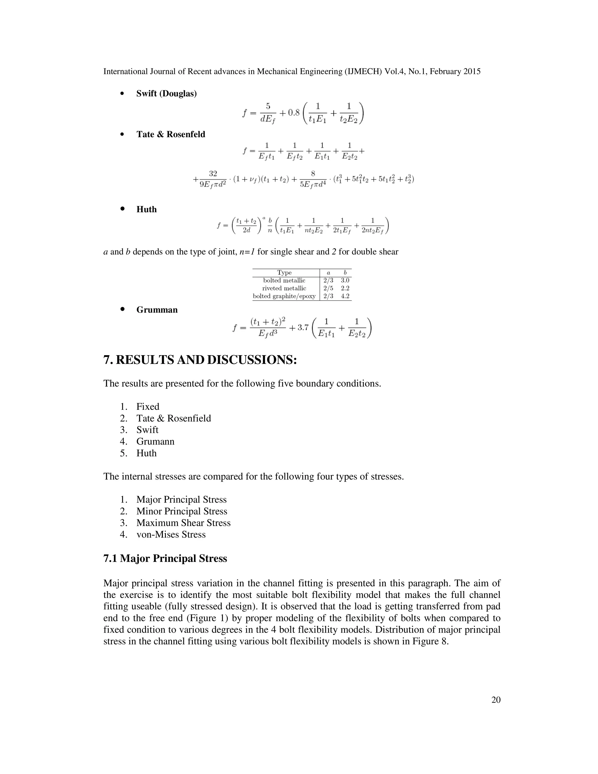 PARAMETRIC STUDIES ON THE EFFECT OF FOUR TYPES OF FASTENER MODELING IN ...