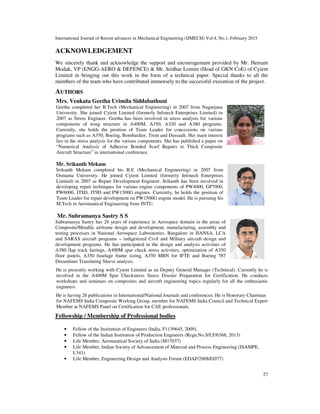 PARAMETRIC STUDIES ON THE EFFECT OF FOUR TYPES OF FASTENER MODELING IN ...