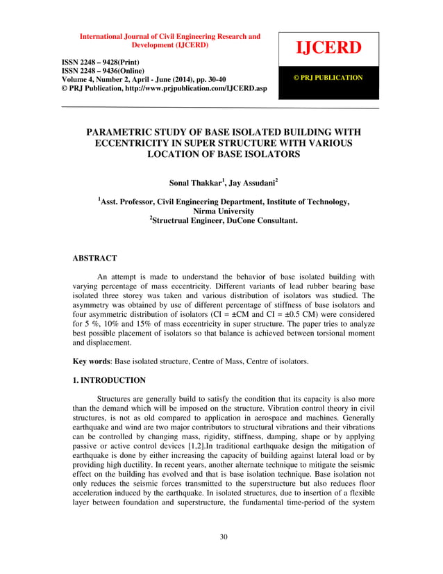 Parametric study of base isolated building | PDF