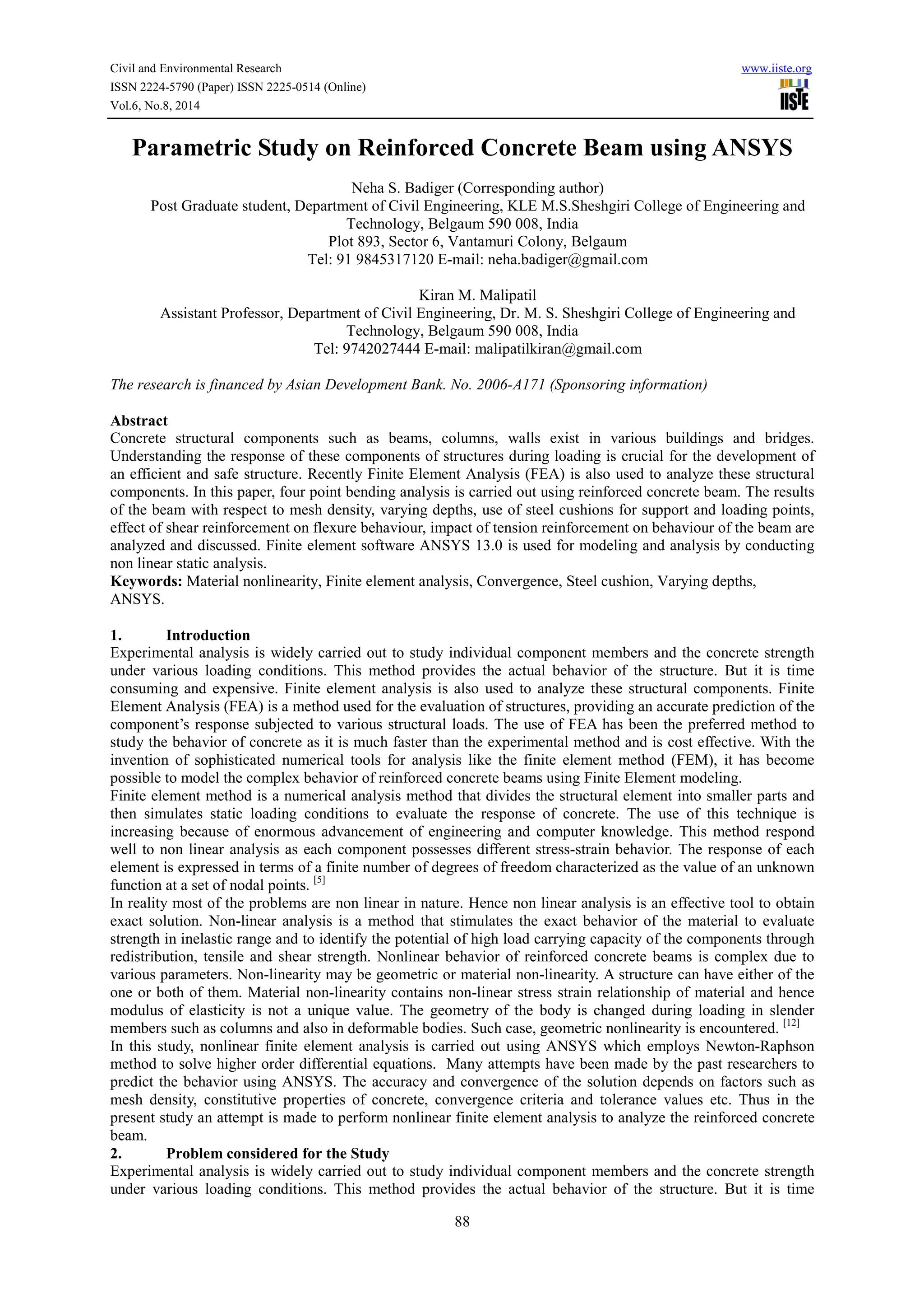 Parametric study on reinforced concrete beam | PDF