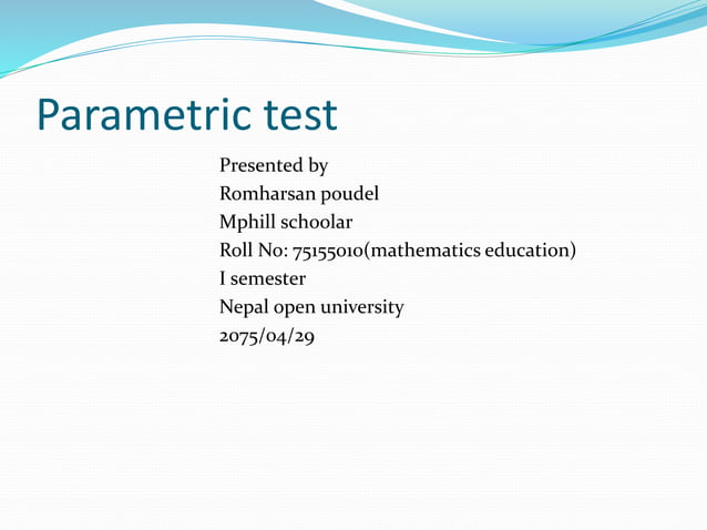 Parametric test | PPTX