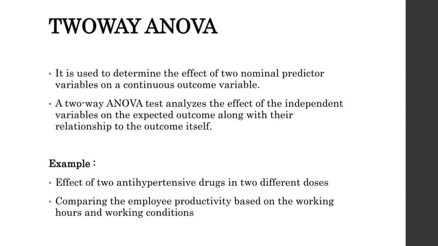 Parametric test - t Test, ANOVA, ANCOVA, MANOVA | PPTX