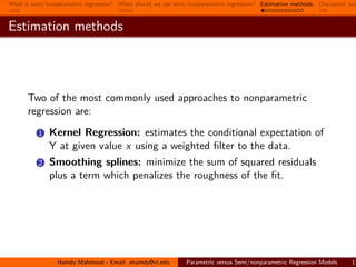 Parametric versus semi nonparametric parametric regression models | PDF