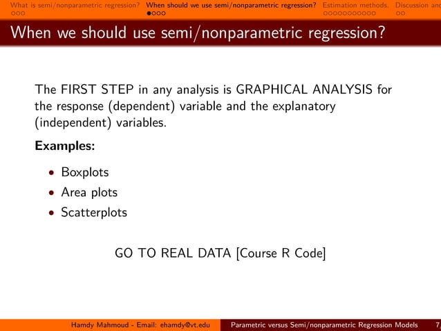 Parametric versus semi nonparametric parametric regression models Parametric versus semi nonparametric parametric regression models