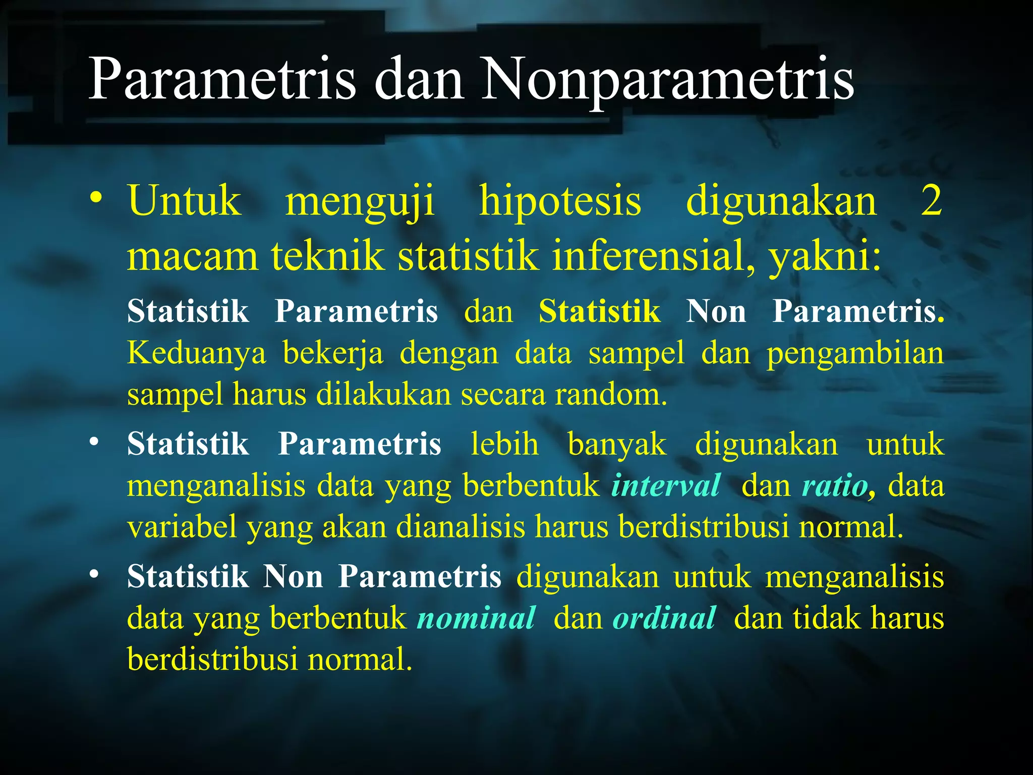 METODE Parametrik & non parametrik | PPT