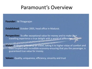 Paramount airways and its strategies | PPT