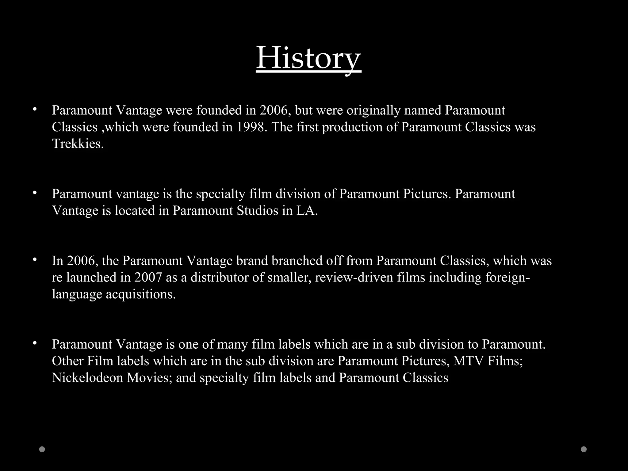Paramount vantage | PPT | Movies | Entertainment