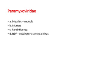 paramyxovirus classification, examples and the infections.pptx