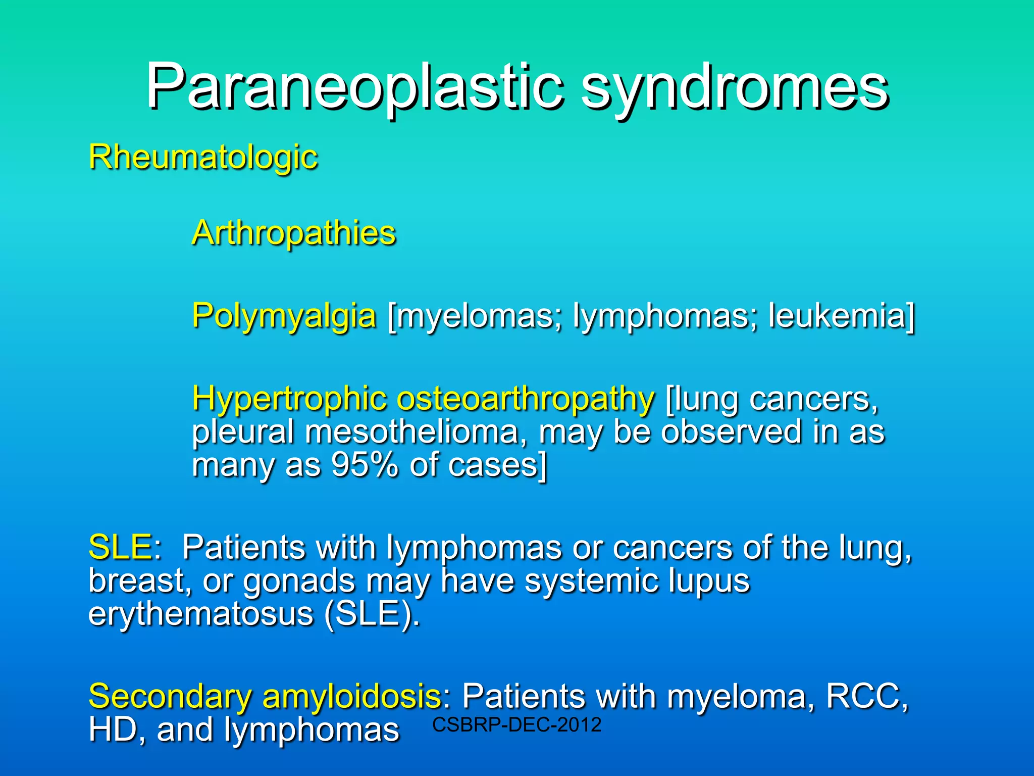 Paraneoplastic syndromes | PDF