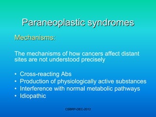 Paraneoplastic syndromes | PPT