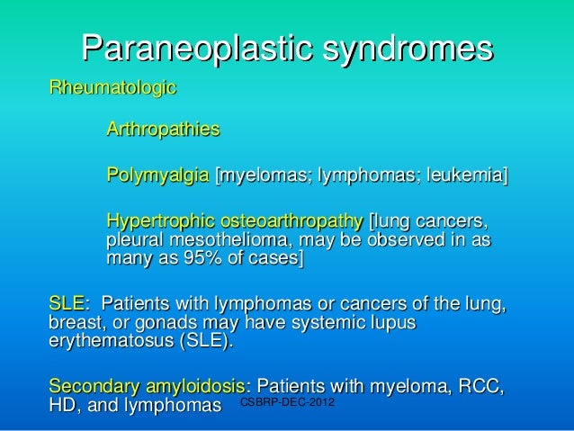 Paraneoplastic syndromes