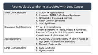Paraneoplastic syndrome associated with Lung cancer. | PPTX