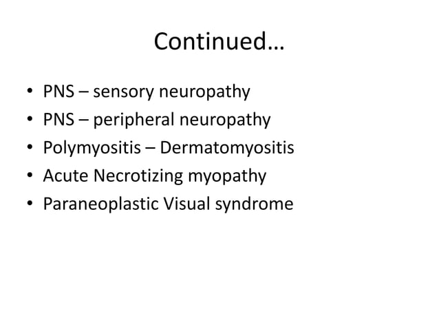Paraneoplastic syndromes - CNS manifestations | PPTX | Brain and ...