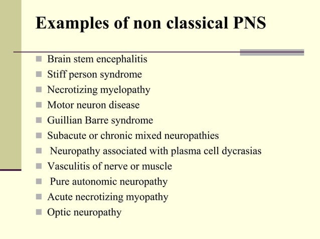 Paraneoplastic syndromes CNS manifestations | PPT | Brain and Nervous ...