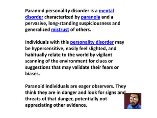Paranoid personality disorder | PPTX