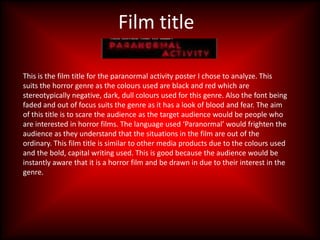 Paranormal activity poster | PPTX