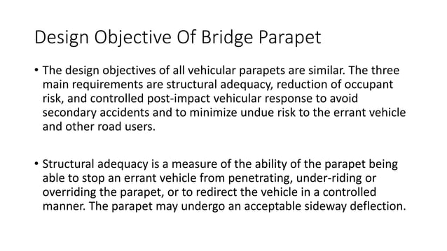 Parapets and railings for highway bridges | PPTX | Auto Safety | Automotive