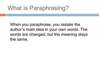 Paraphrase | PPTX