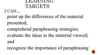 paraphrasing technique in English 9 .ppt