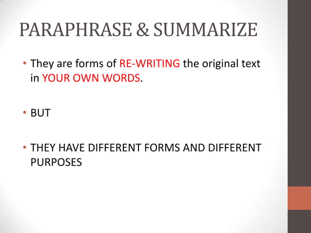 Paraphrase summarize | PPT