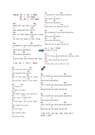 Paraphrase 2020 - lyrics and chords (Sheffield version) | DOCX
