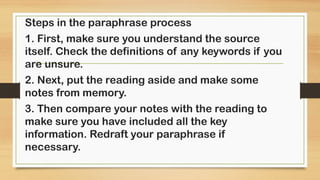 Paraphrase and Reading Strategies.pptxParaphrase and Reading Strategies ...
