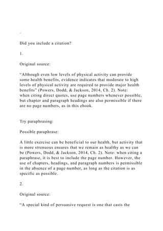 Paraphrase and Summary PracticeA paraphrase represents a restate.docx